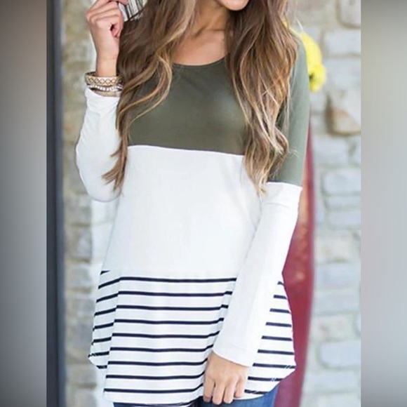 Tops | Back Lace Color Block Tunic Top | Poshmark